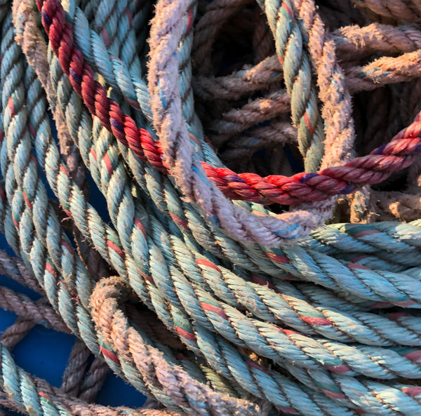 Custom Stair Treads in Turquoise with Coral and Red Accents – Maine ...